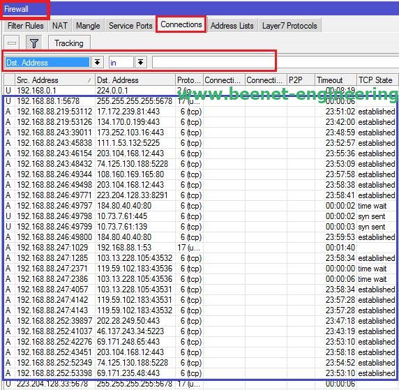 Radius Manager feature Connection Tracking System (CTS) - BEENET ENGINEERING